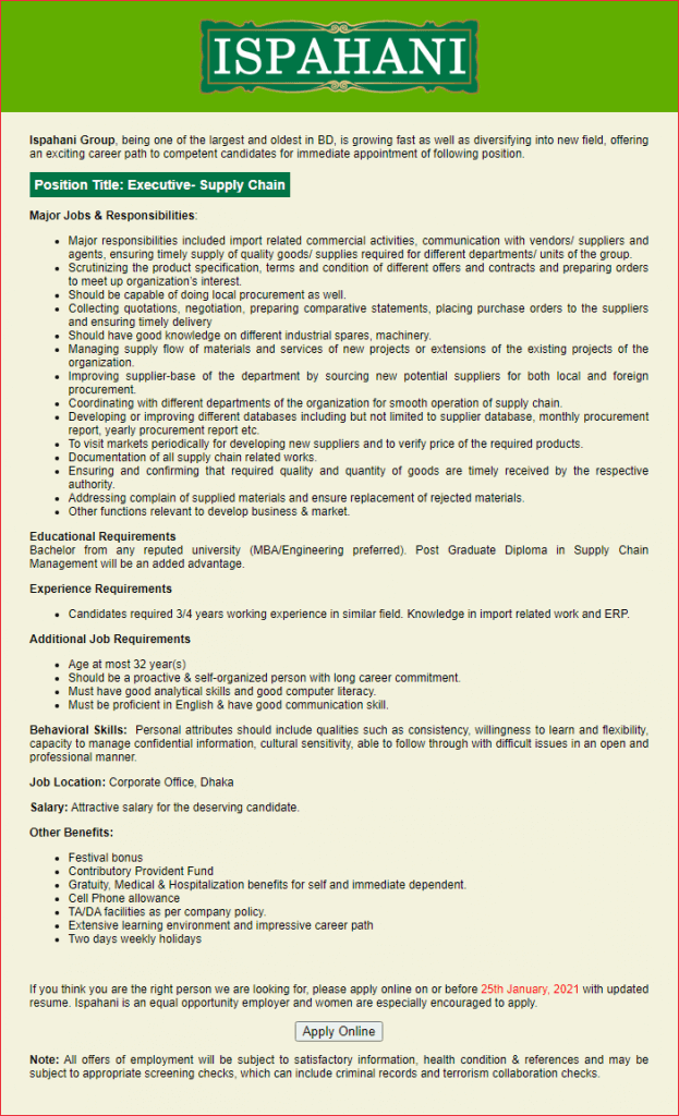Ispahani Group Job Circular- 2022 – eJob Circular BD